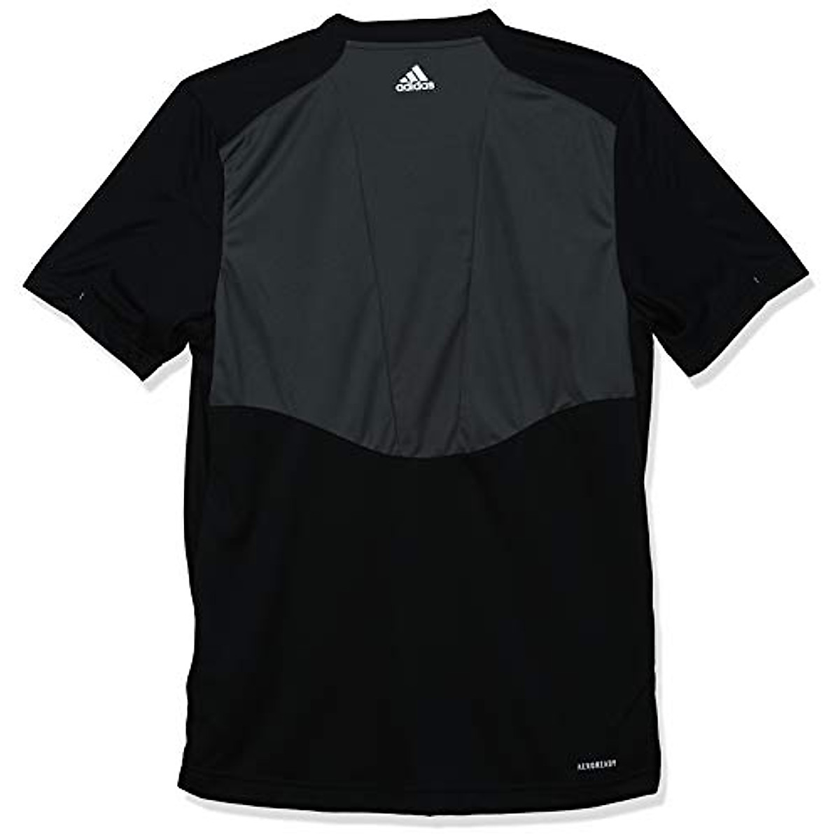 adidas mens Activated Tech Tee Black/Grey Large
