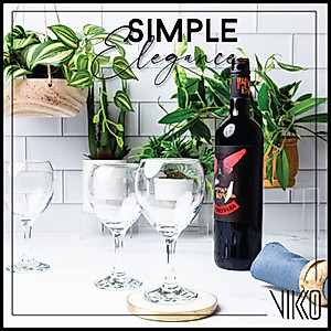 Vikko Small Wine Glasses, 8.75 Ounce Wine Glass, Set of 6 Stemmed Wine Glasses for Red and White Wine, Thick and Durable Wine Glasses, Clear Glasses for Wine