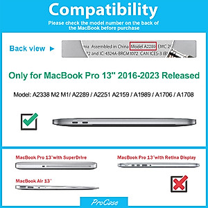 ProCase for MacBook Pro 13 Inch 2023 M2, 2022 2020 M1 A2338/ A2289/ A2251, Heavy Duty Hard Shell Case with Dual Layer Protective Cover and Kickstand for MacBook Pro 13-inch -Black