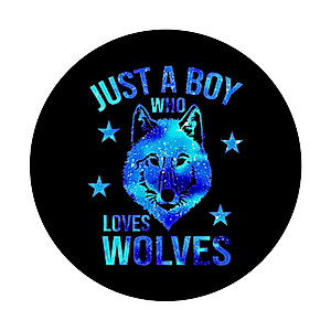 Just a Boy Who Loves Wolves Galaxy Space Wolf Lover Themed PopSockets Swappable PopGrip