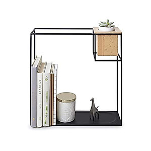 Umbra Cubist Floating Shelf with Built-In Succulent Planter – Modern Wall Décor and Geometric Display Shelf for Books, Candles, Mementos, Photos, Indoor Plants and More! | Large, Black
