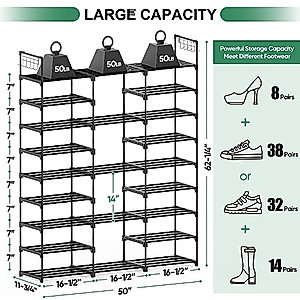 BALEINE 9 Tiers Shoe Rack Organizer, Vertical Large Capacity Shoe Storage Shelf Stackable Shoe Racks for Entry Hallway, Closet, Bedroom, Garage