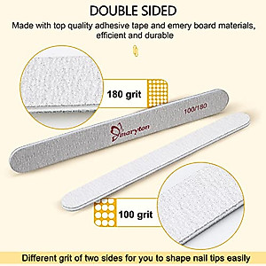 Maryton Nail File 12 PCS Emery Board 100/180 Grit for Acrylic Nails Poly Gel Nails Fingernail Files Set Manicure Kit Tools