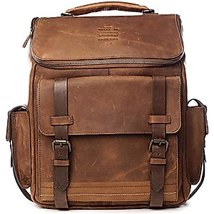 VELEZ Top Grain Leather Backpack for Men + Weekender Bag with Shoe Compartment