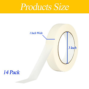 Lazybug studio Masking Tape 1 inch Wide, 14 Pack Adhesive Painting Tape Bulk for General Purpose Use, 1 inch x 55 Yards x 14 Rolls, 770 Yards in Total