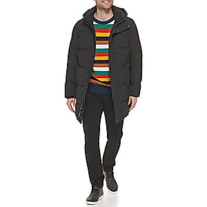 Calvin Klein Men's Long Stretch Puffer Jacket, Ebony, Small