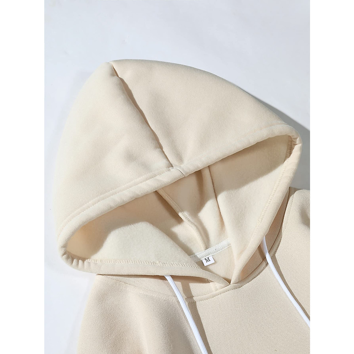 SHENHE Men's Letter Print Casual Long Sleeve Drawstring Pullover Hoodie Sweatshirt Apricot L