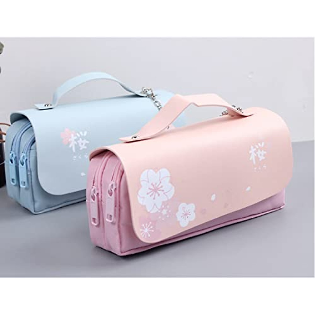 Kawaii Cherry Blossom Pencil Bag Pink Sweet Pencil Case Large Capacity Stationery Pouch School Supplies Makeup Bag Cute Pencil Case (Pink)
