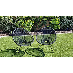 Kingmys Acapulco Woven Lounge Chair for Indoor and Outdoor Use (2PC Black)
