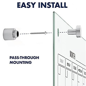Quartet Magnetic Whiteboard Calendar, 3&#039; x 2&#039;, Glass Dry Erase White Board Planner for Homeschool Supplies &amp; Home Office Organization, 2 Magnets, 1 Dry Erase Marker, Frameless Infinity (GC3624F)