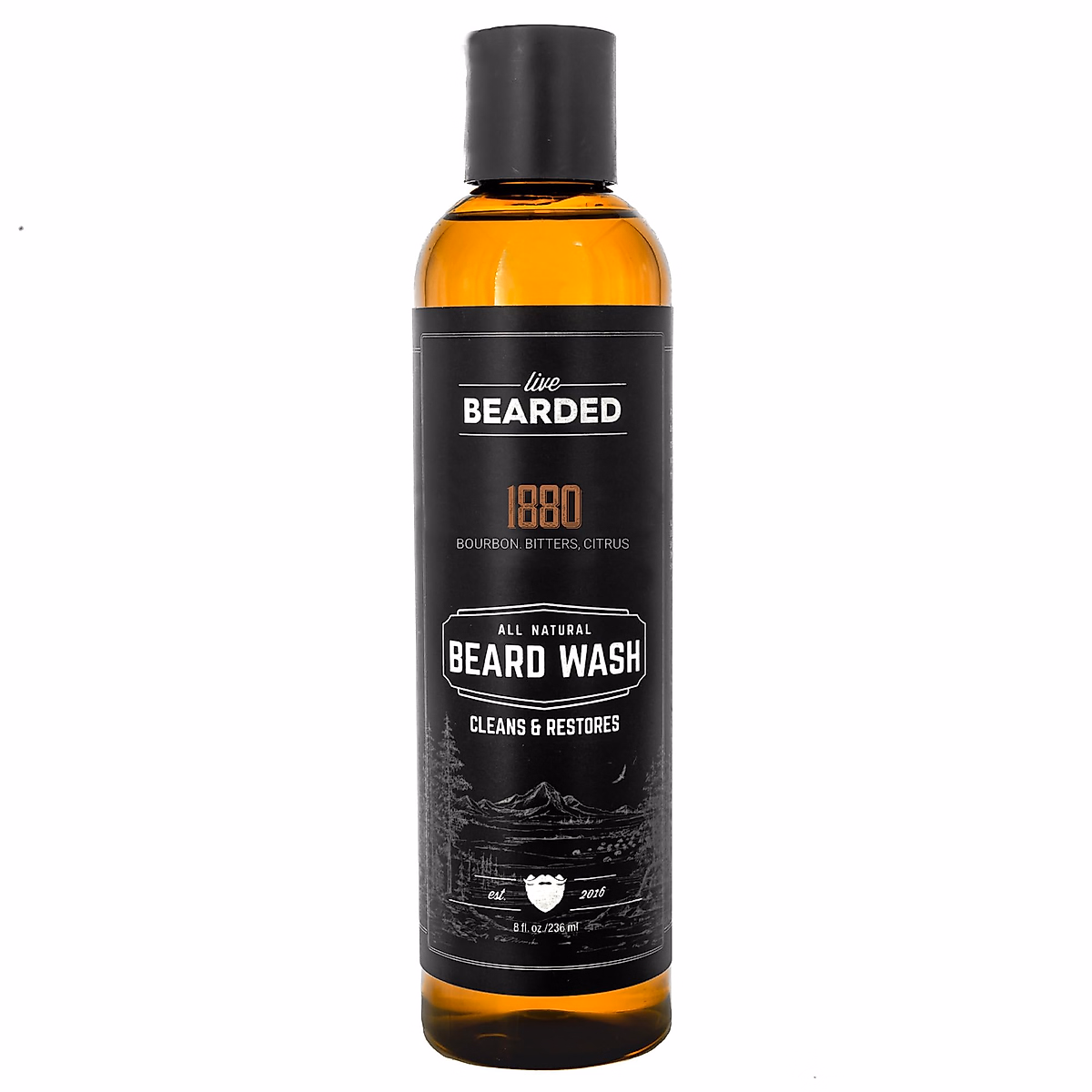 Live Bearded Beard Wash - 1880 - Beard and Face Wash - 8 fl. oz. - Water-Based Formula with All-Natural Ingredients for a Gentle, Deep Cleanse - Made in the USA