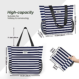 Buringer HOMESPON Large Tote Bag with Pockets Shoulder Bag Lightweight for Travel Hiking Beach Gym