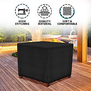 Patio Large Waterproof Ottoman Cover - Outdoor Square Side Table Covers - Patio Ottoman Washable Cover - Heavy Duty Furniture 36x36x28 Inch Black