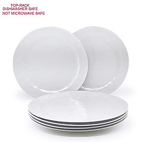 KX-WARE Melamine Plates set of 12, 10-inch 100% Melamine Dinner Plates for Everyday Use, Break-resistant and Lightweight, White Color