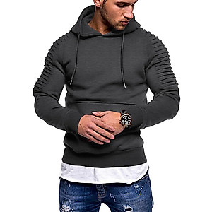 COOFANDY Men's Workout Hoodie Gym Sport Sweatshirt Athletic Pullover Casual Fashion Hooded With Pocket (Dark Gray., Large)