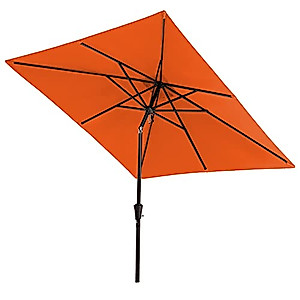 ROWHY Square8×8ft Patio Table Market Umbrella Outdoor Portable Garden Sunshade with Push Button Tilt and Crank Lift System UV Protection Waterproof Sunproof for Lawn Garden, Deck, Backyard ORANGE