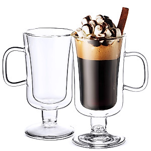 Luigi Bormioli Double Walled Irish Coffee Mugs - 8½ Oz (2 Pack) Insulated Tea Glasses, Drinking Glasses, for Latte, Espresso, Cappuccino, Desert Dish, Thermal Shock Resistant, for Hot - Cold Beverages