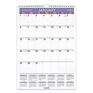 AT-A-GLANCE 2023 Wall Calendar, 12" x 17", Medium Tall, Spiral Bound, Monthly (PM228)