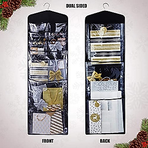 Regal Bazaar Large Double-Sided Hanging Black Gift Bag Organizer & Dual-Sided Hanging Black Gift Wrap Organizer - Two Great Hanging Organizer Products for Your Home