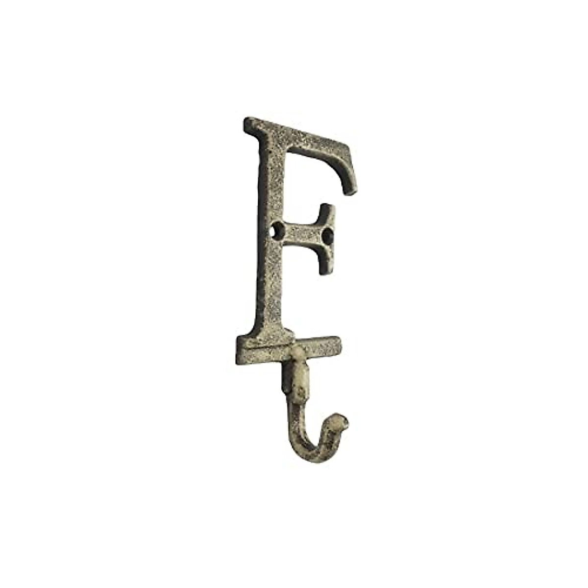 Handcrafted Nautical Decor Rustic Gold Cast Iron Letter F Alphabet Wall Hook 6"