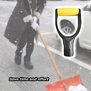 Plastic Spade Handle Shovel D Grip Handle, 32mm Inner Diameter Spade Snow Shovel Handle, Spade Snow Scoop Digging Raking Tools Hand Protect Garden Accessorie for Snow Shovel Digging Raking (Yellow)