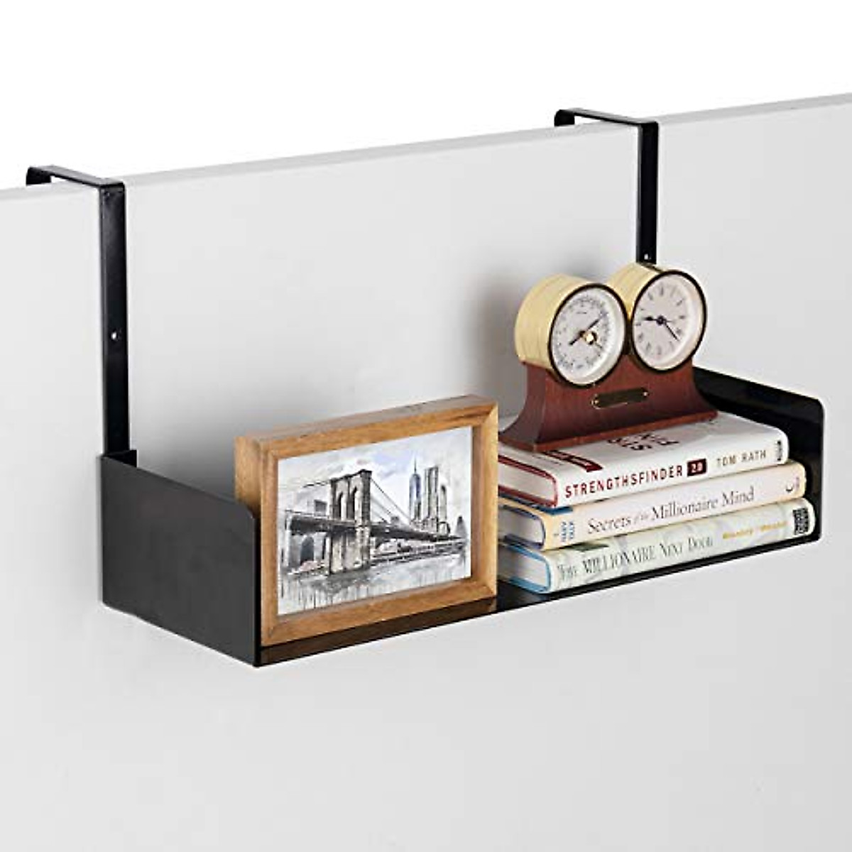 Wallniture Bali Bookshelf and Home Office Desk Organizer Tray, Black Cube Storage Organizer