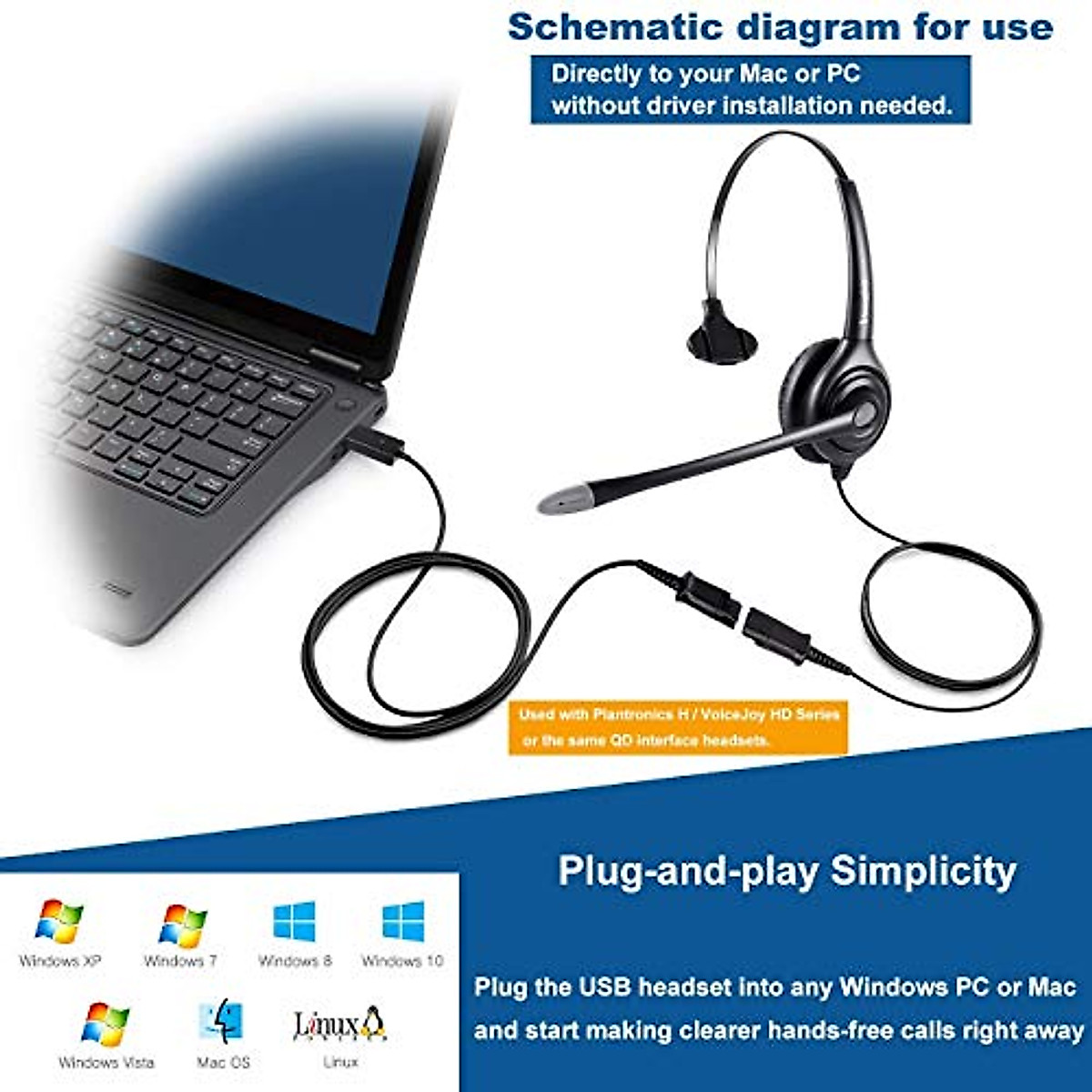 Convert Plantronics QD Headsets to USB | VoiceJoy Adapter