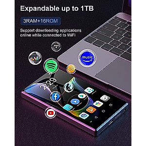 80GB MP3 Player with Bluetooth and WiFi, ZAQE Full Touchscreen Mp4 Mp3 Player with Spotify, Audible, Amazon Music, Android Music Player with Speaker, FM Radio, E-Book, Up to 512 GB