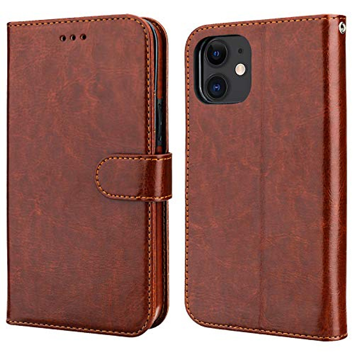 Bocasal iPhone 11 Wallet Case with Card Holder PU Leather Magnetic Detachable Kickstand Shockproof Wrist Strap Removable Flip Cover for iPhone 11 6.1 inch (Brown)