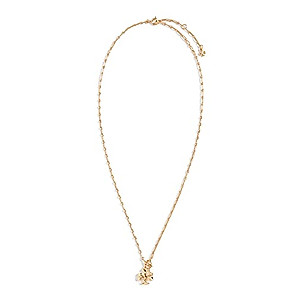 Tory Burch Women's Thin Roxanne Pendant Necklace, Tory Gold/Cream, One Size