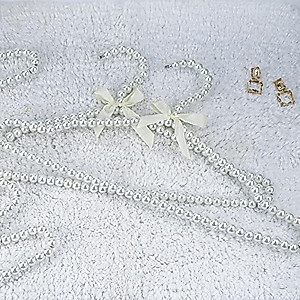 ADORILA 5 Pack Pearl Clothes Hangers, Elegant Bridesmaid Hangers, Closet Coat Storage Organizer Bowknot Standard Wedding Hangers (White)