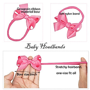 CellElection 25 Colors Baby Girls Headbands 3Inch Grosgrain Ribbon Small Hair Bows Nylon Headbands Soft Stretch Nylon Hairbands Elastics for Newborns Infants Toddlers Kids Children