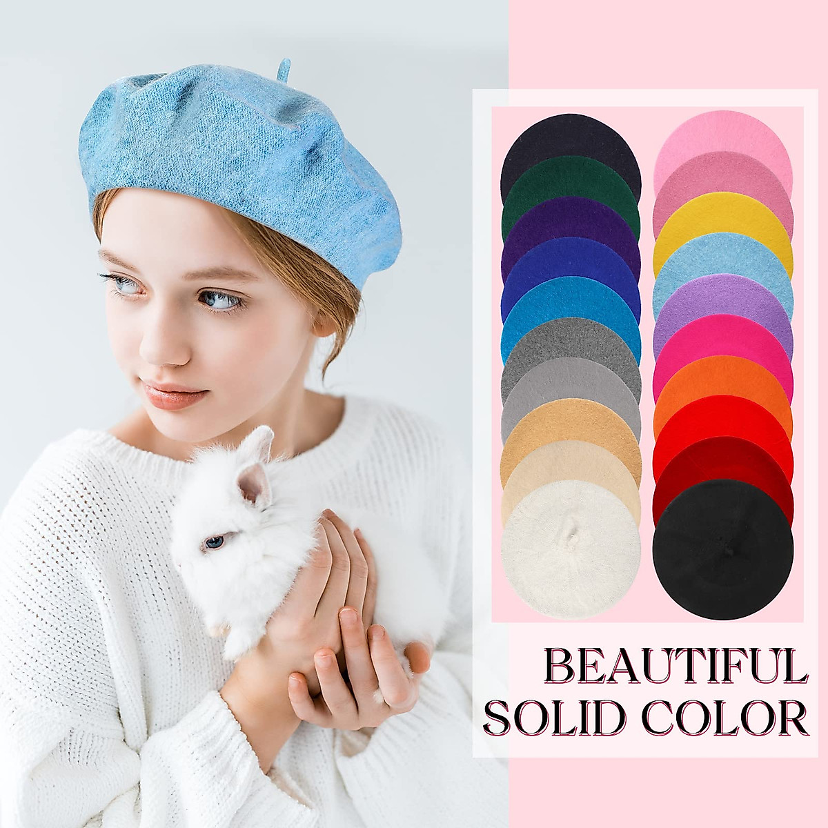 20 Pieces Wool Berets for Women French Beret Multicolored Painters Hat Winter Artist Beret Hat for Women Girls Men Party Indoor Outdoor