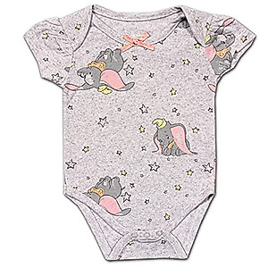Disney Girls’ Dumbo, Princess Or Winnie The Pooh 3 Pack Bodysuit for Newborn – Pink/Grey or Pink/Green/Grey or Pink/Beige