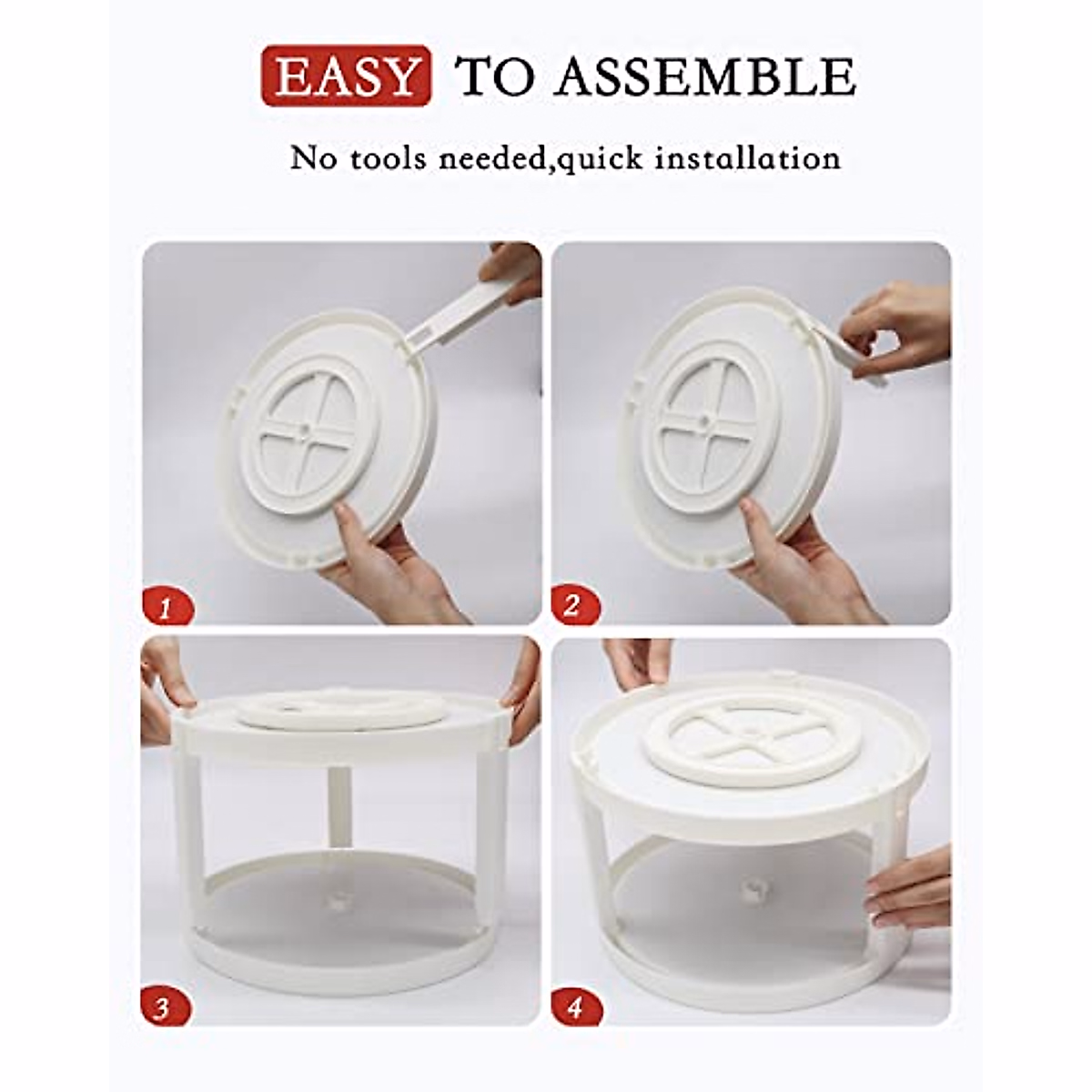 1pc 2 Tier Lazy Susan and 2pcs 1 Tier Lazy Susan Organizer for Cabinet