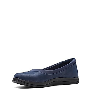 Clarks Women's Breeze Ayla Ballet Flat, Navy, 7