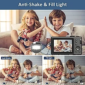 Kids Digital Camera, FHD 1080P 24MP Compact Camera, 1500mah Rechargeable Camera 3.0 inch Screen Photography Camera, Portable Camera for Children, Beginners, Boys & Girls