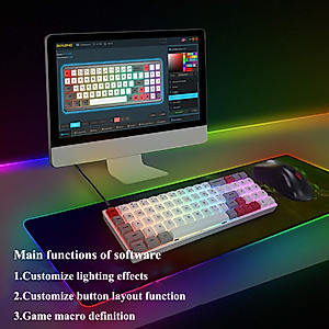 YUNZII SK71 71 Keys Hot Swappable Wired Mechanical Keyboard with RGB Backlit, Optical Switch, PBT Keycap, NKRO, Type-C Cable for Win/Mac/Gaming (Gateron Optical Red, Grey)