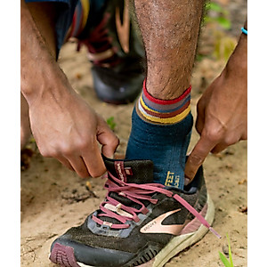 Farm to Feet Max Patch Light Cushion Technical 1/4 Crew Merino Wool Socks (Medium, Denim Blue Heather)