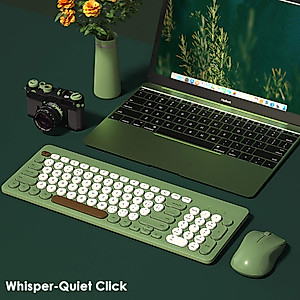 Wireless Keyboard and Mouse Combo, Superbcco 2.4GHz USB Cordless Computer Keyboard with Numeric Keypad, Quiet Click, Round Keys, Slim for Desktop/PC/Laptop/Surface/Windows OS (Chocolate Green)
