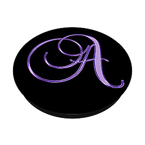 A Purple Black Initial Monogram Capital Letter Name Art PopSockets PopGrip: Swappable Grip for Phones & Tablets