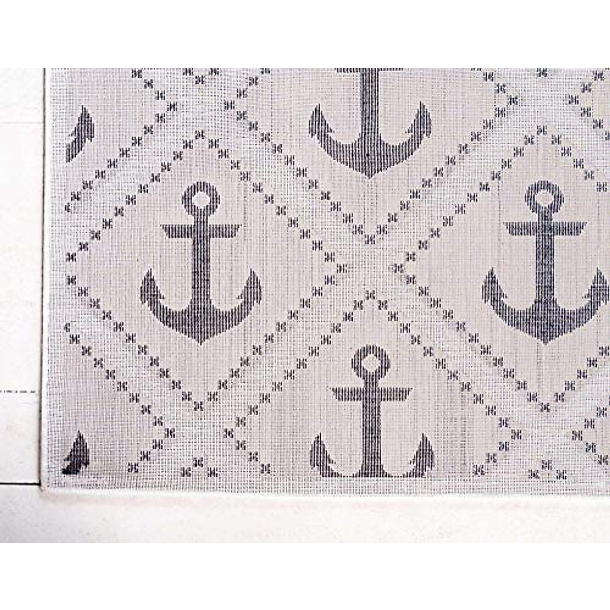 Unique Loom Metro Collection Modern Nautical Coastal Geometric Anchors Area Rug, for Kids, 5 ft x 8 ft, Light Gray/Ivory