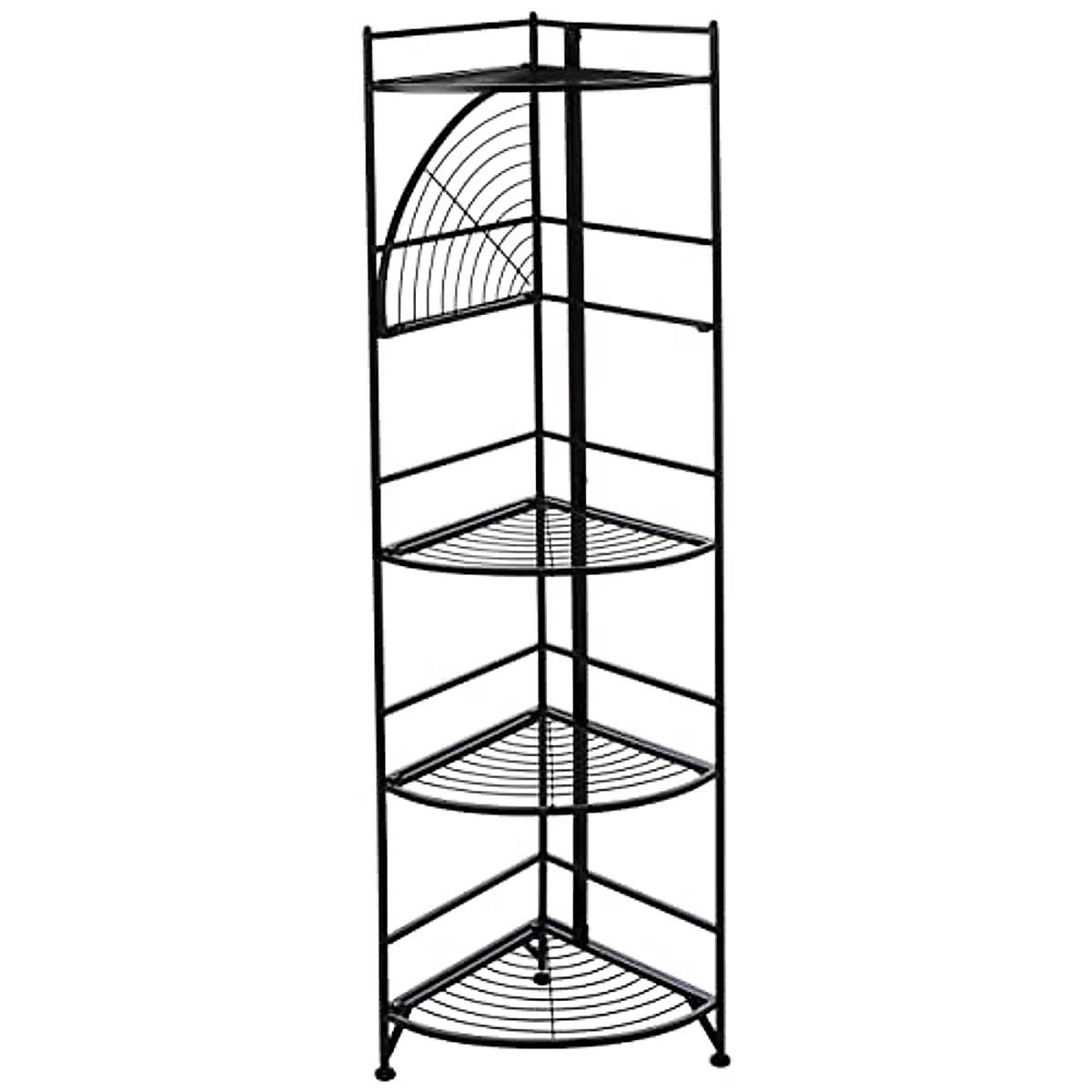 Convenience Concepts Xtra Storage 5 Tier Folding Metal Corner Shelf, Black