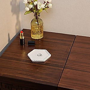 EYONGLION Hexagon Knit Ring Dish, Ceramic White Jewelry Tray, 4 Inches Jewelry Dish Decorative For Women Gifts, Birthday Gifts For Mom, Friend, Sister…