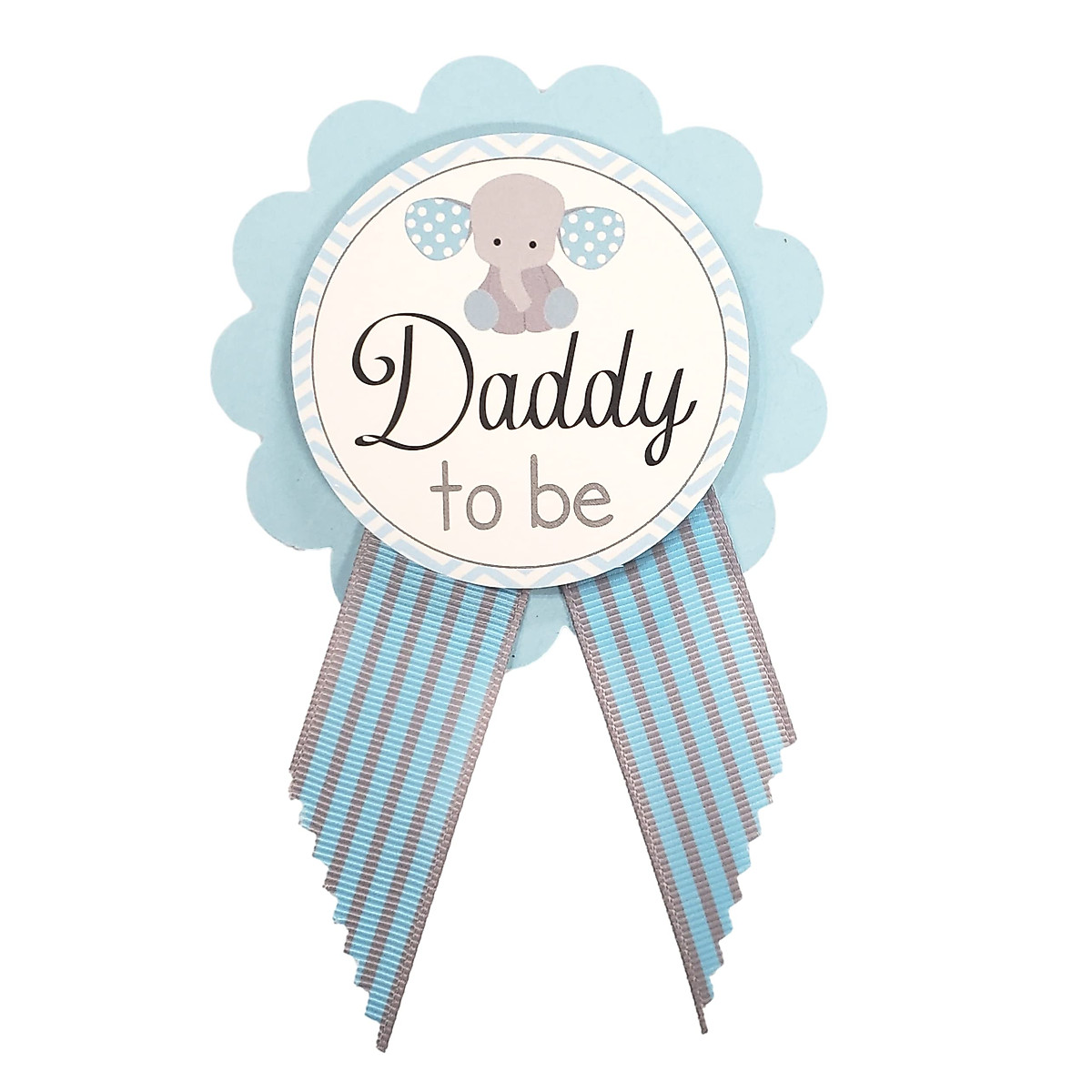 Elephant Baby Shower Pins 4 for Mommy Daddy & Grandma to Be It's a Boy for parents to wear, Blue & White, Baby Sprinkle