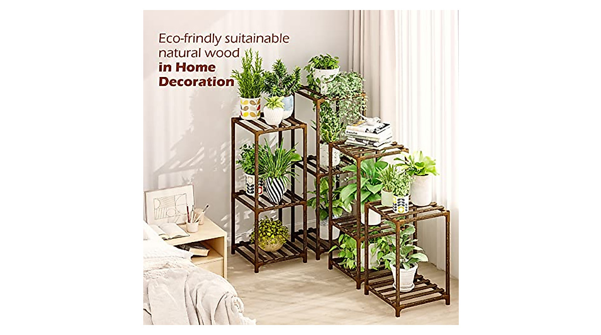 4-Piece Indoor Outdoor Plant Stands - Customizable Eucalyptus Display