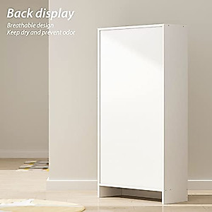 DiDuGo Tiny Shoe Cabinet with 3 Flip Drawers, Shoe Storage Cabinet for Entryway White (22.4”W x 9.4”D x 42.3”H)