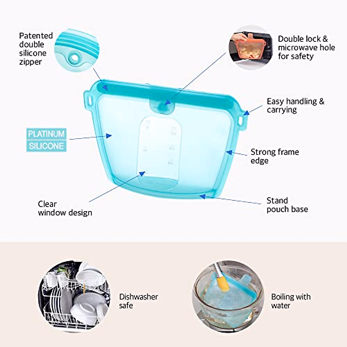 [SILLYMANN] Platinum Silicone Zip Top Reusable, Stand Up Storage Bag | Dishwasher-Safe, Eco-friendly, Easy Cleaning, Portable | Lunch Bag, Sandwich Containers | 34 Oz, Coral (Coral)