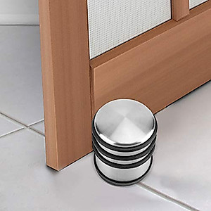 ZOENHOU 3 PCS 2.88 x 3.2 Inch Heavy Duty Door Stopper, 2.38 Lb No Drill Premium Stainless Steel Round Door Stops with Anti-Skid Silicone Treads, for Door Stopping