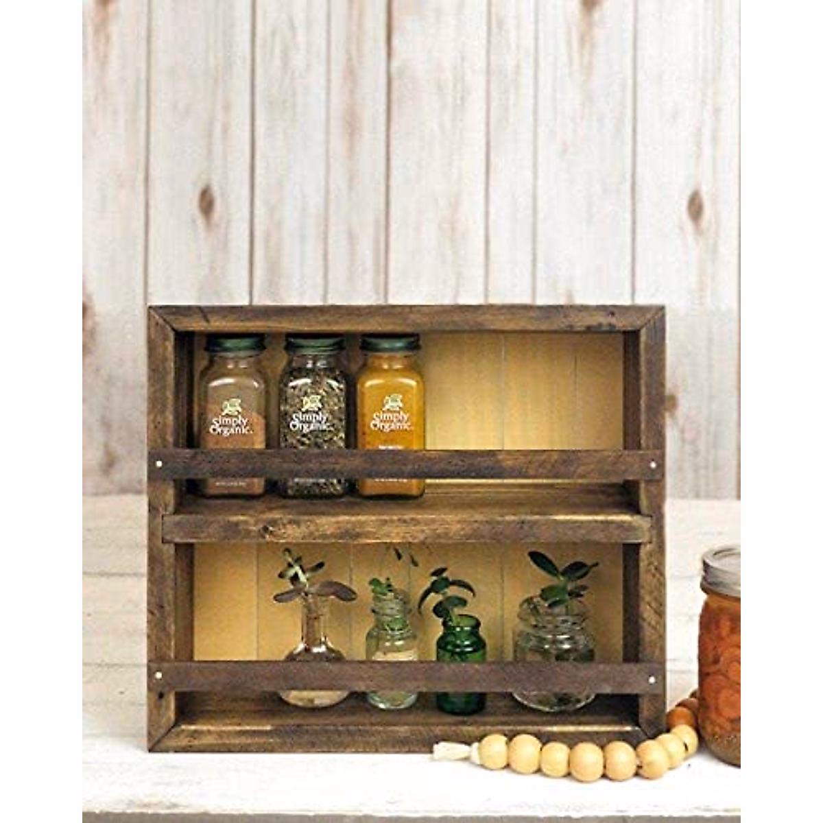 Mansfield No. 104 1/2 - Solid Wood Spice Rack Cabinet Golden Oak/Khaki Green